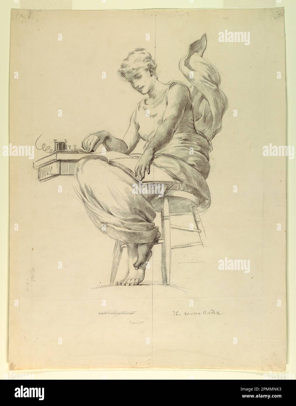 Drawing, The Morse Code, Study for "Electricity as Applied to Commerce ...