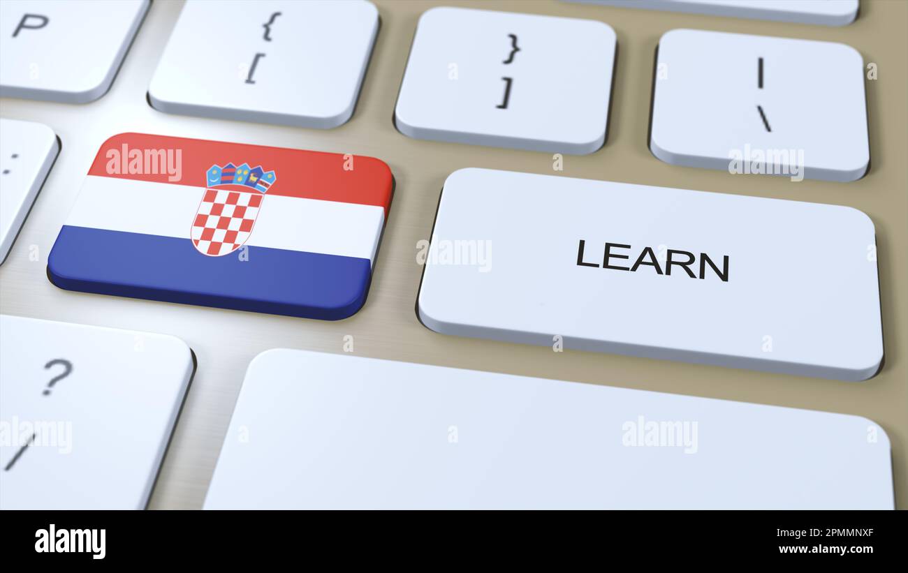Learn Croatian Language Concept. Online Study Courses. Button with Text ...