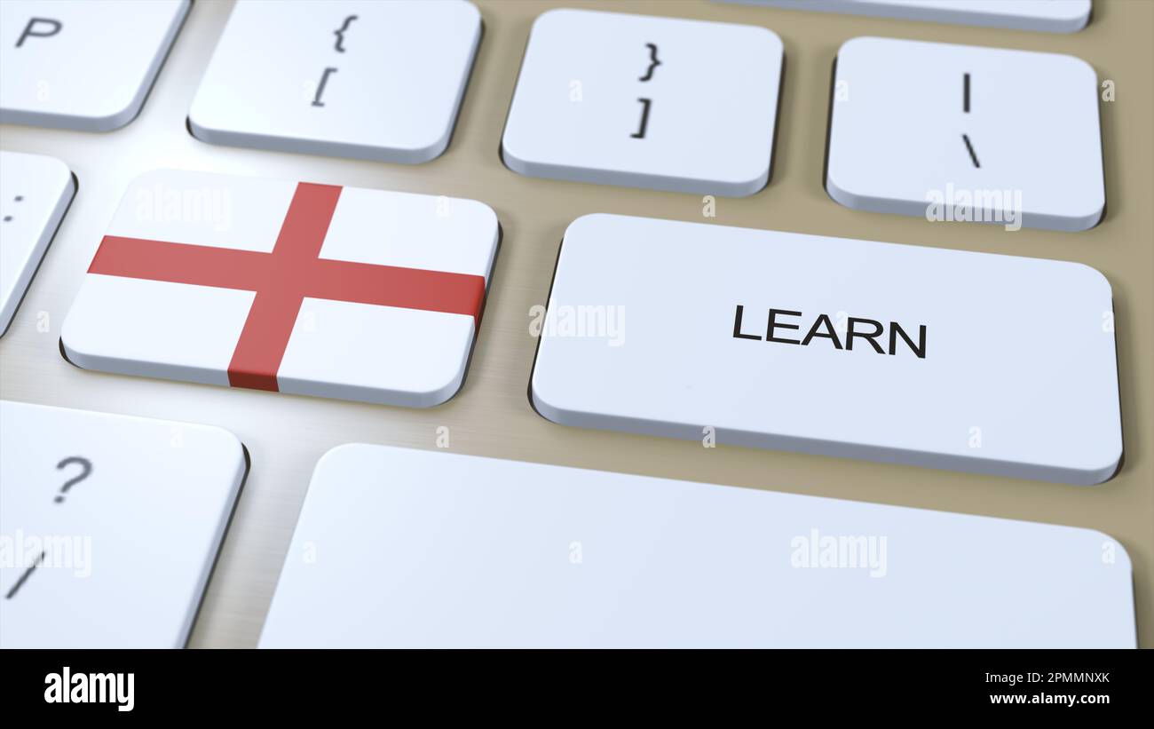 Learn English Language Concept. Online Study Courses. Button with Text ...