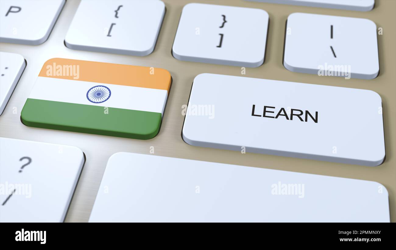 Learn Hindi Language Concept. Online Study Courses. Button with Text on ...