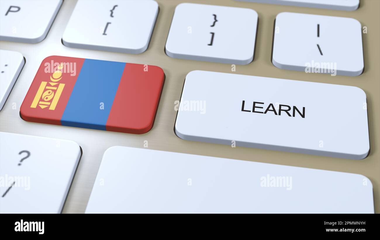 Learn Mongolian Language Concept. Online Study Courses. Button with ...