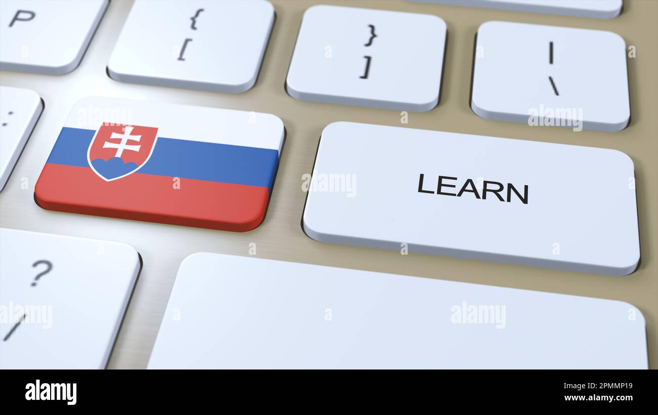 Learn Slovak Language Concept. Online Study Courses. Button with Text ...