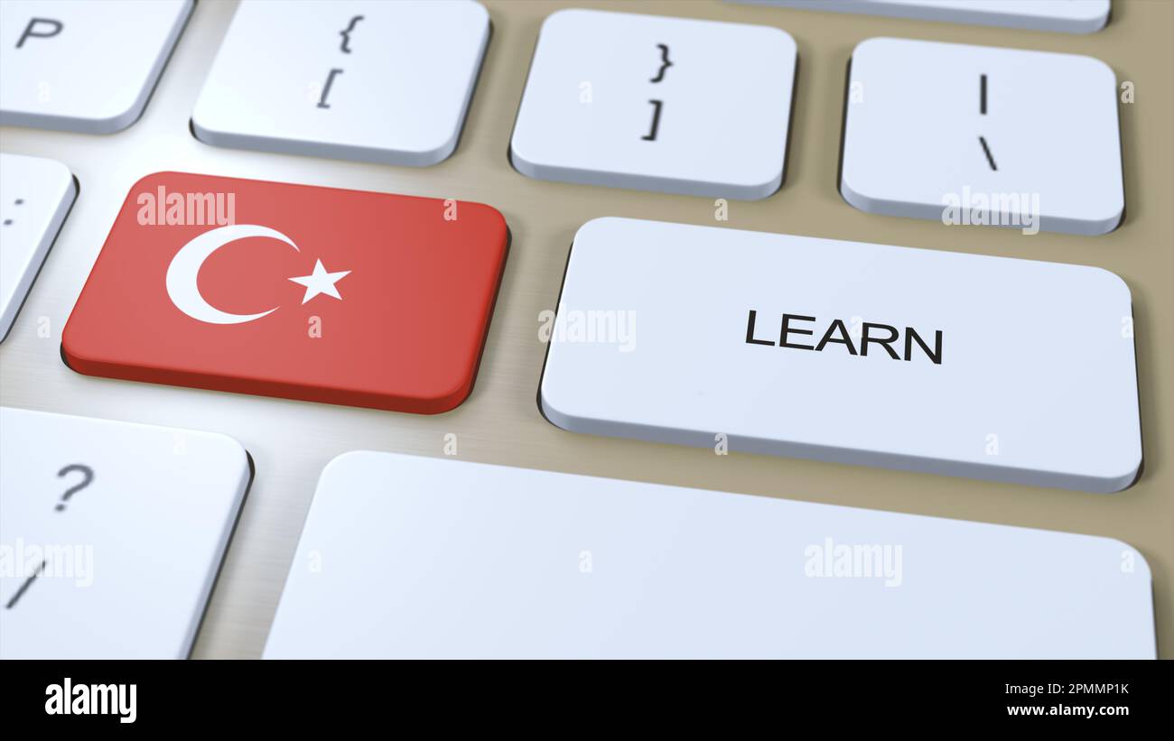 Learn Turkish Language Concept. Online Study Courses. Button with Text ...