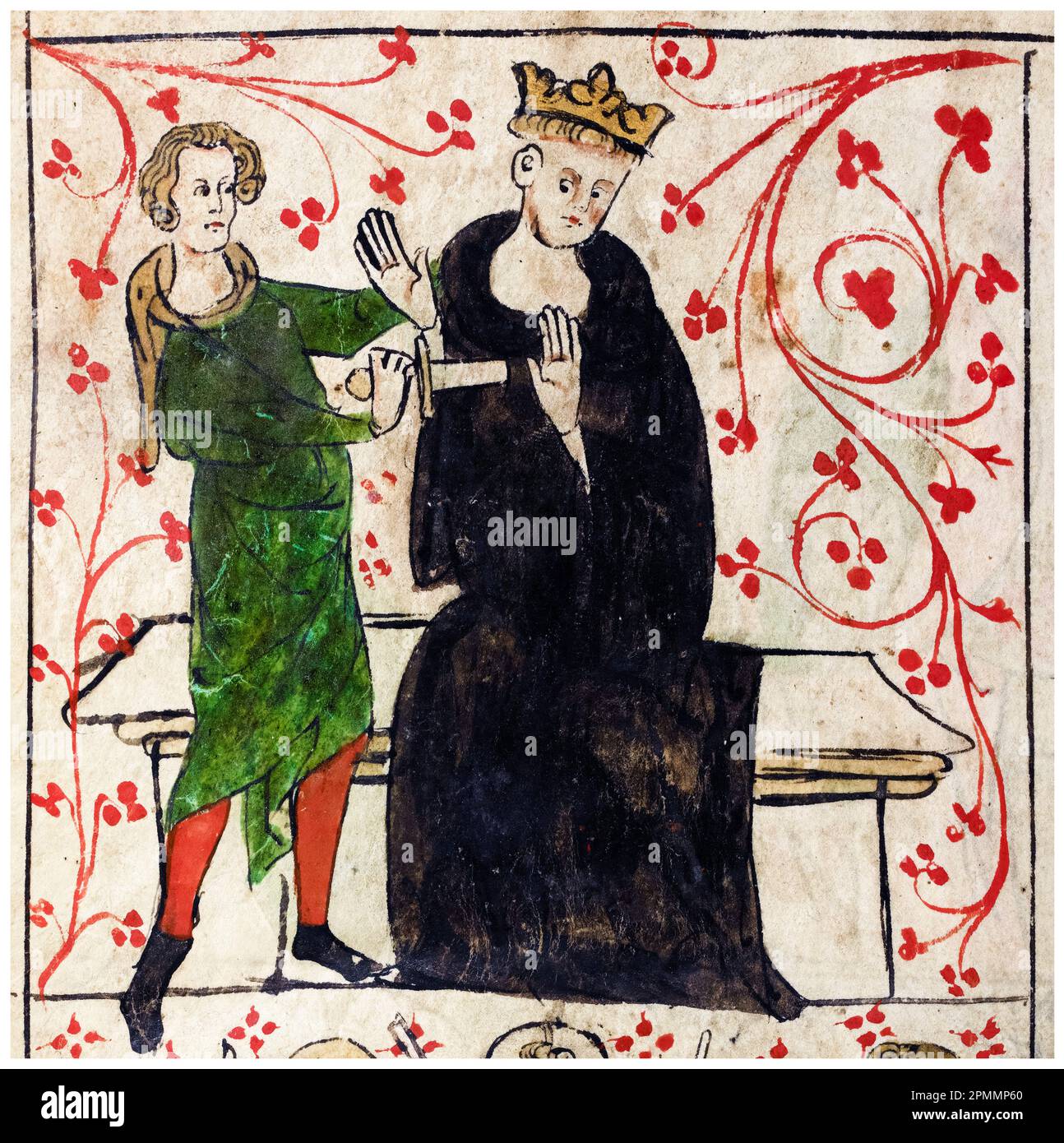 The murder of King Constans, illuminated manuscript painting by Peter ...