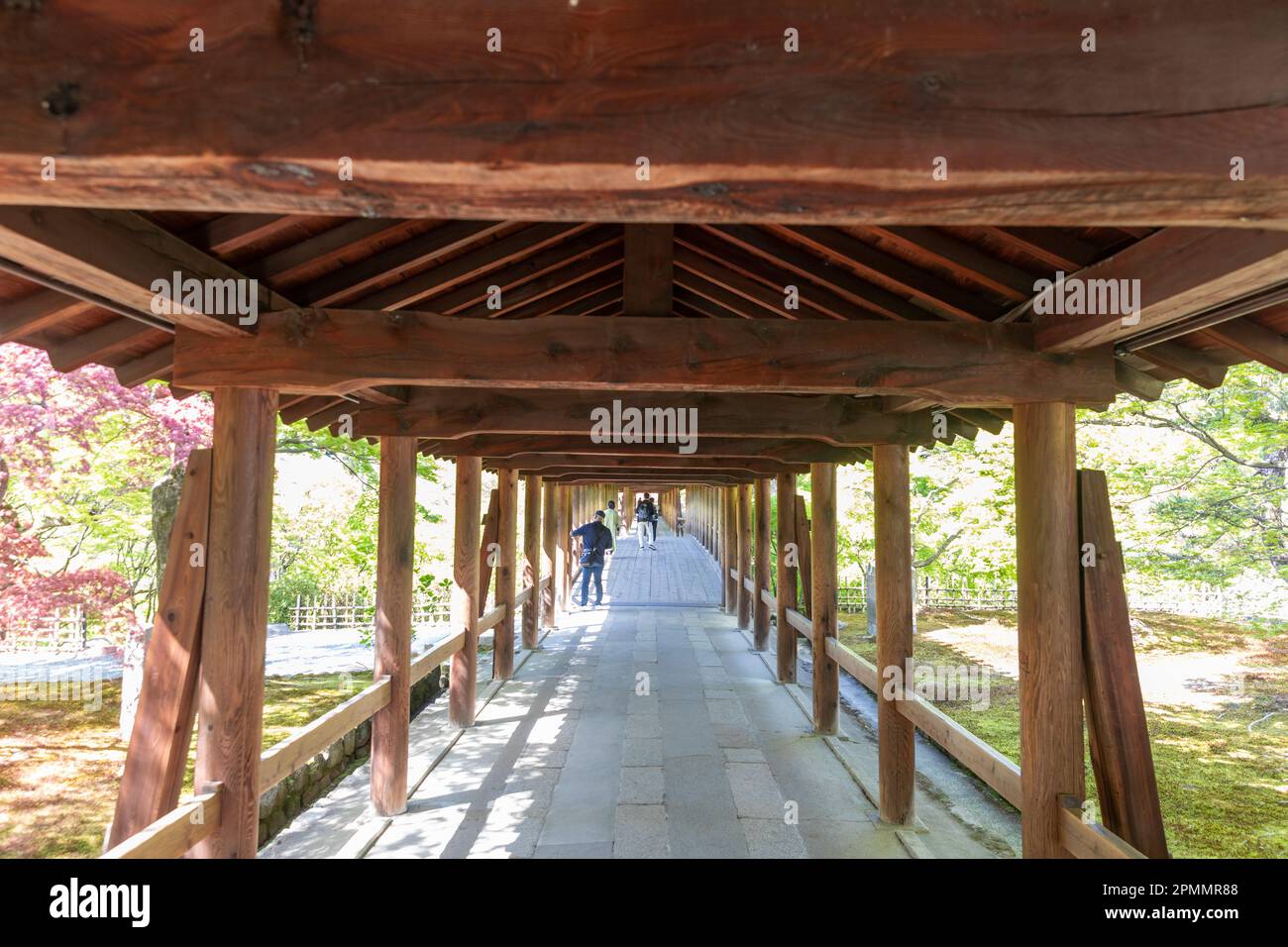 April 2023 Kyoto Japan, Tsutenkyo wooden bridge at Tofuku-ji temple in ...