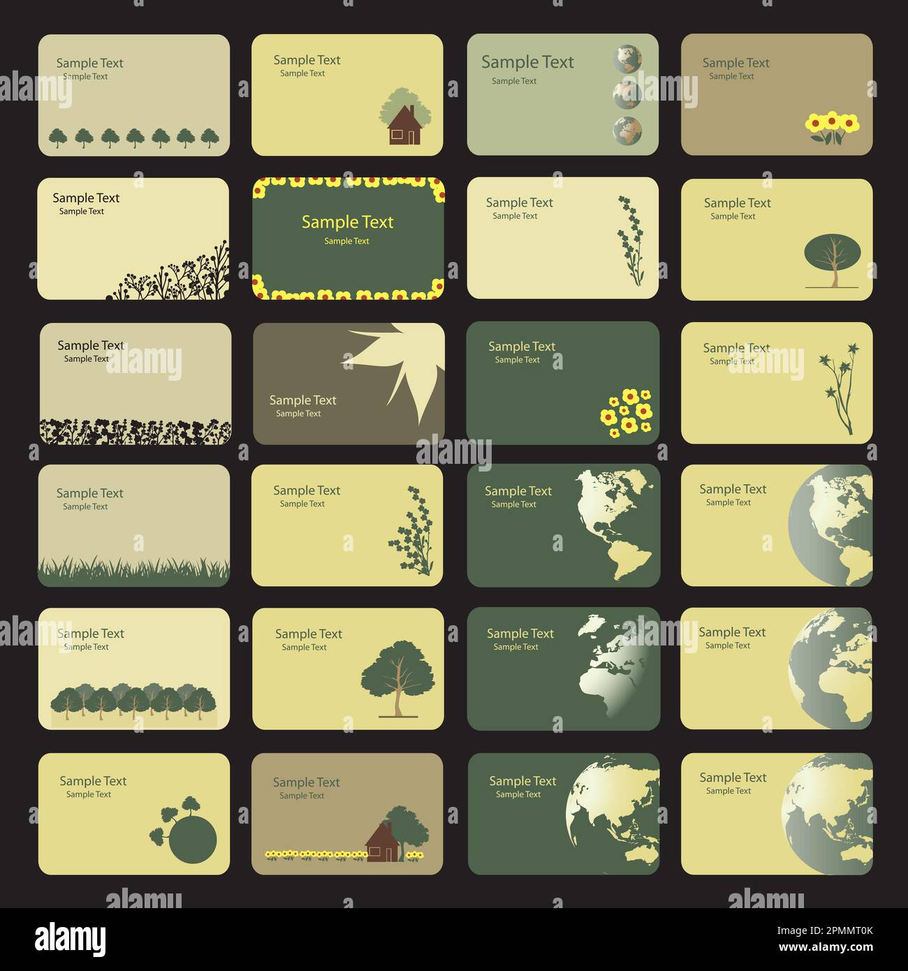 Collection of 24 Colorful Modern Styled Business or Invitation Cards ...