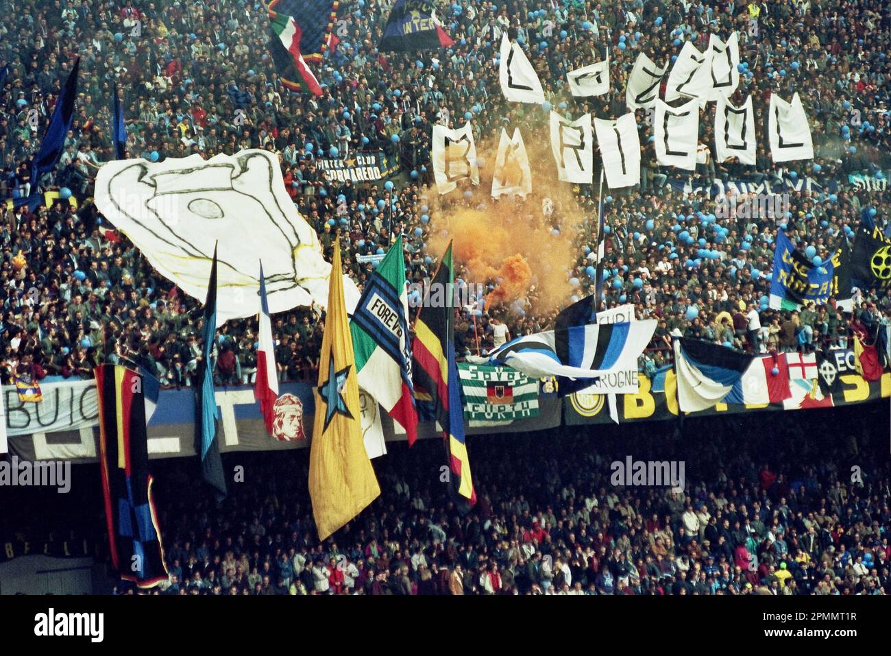 Italy ultras season 1990-91 Serie A - in the photo - inter-milan derby ...