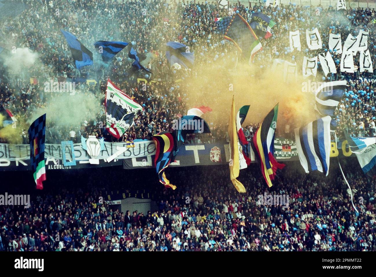Italy ultras season 1990-91 Serie A - in the photo - inter-milan derby ...