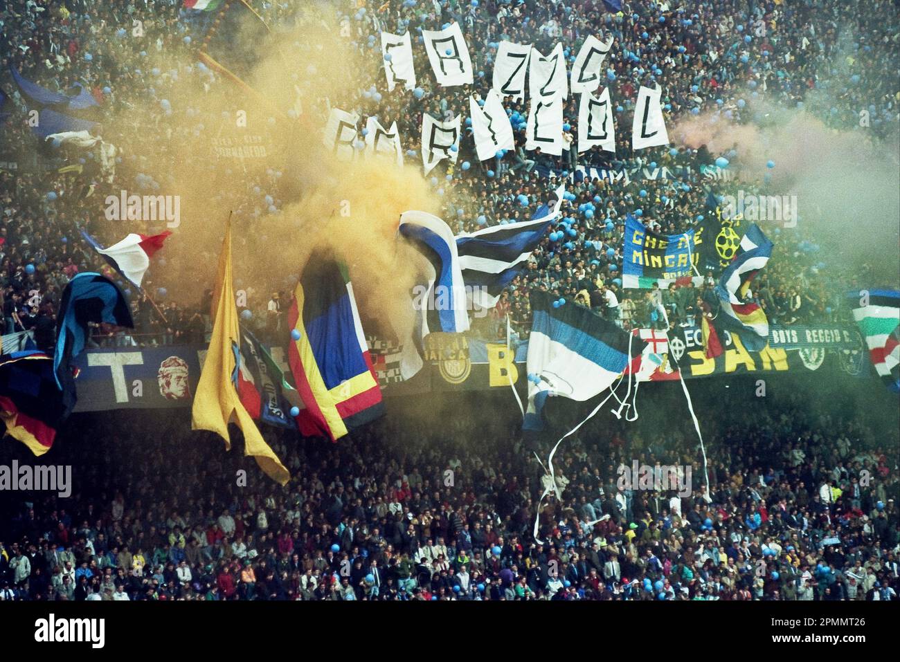 Italy ultras season 1990-91 Serie A - in the photo - inter-milan derby ...