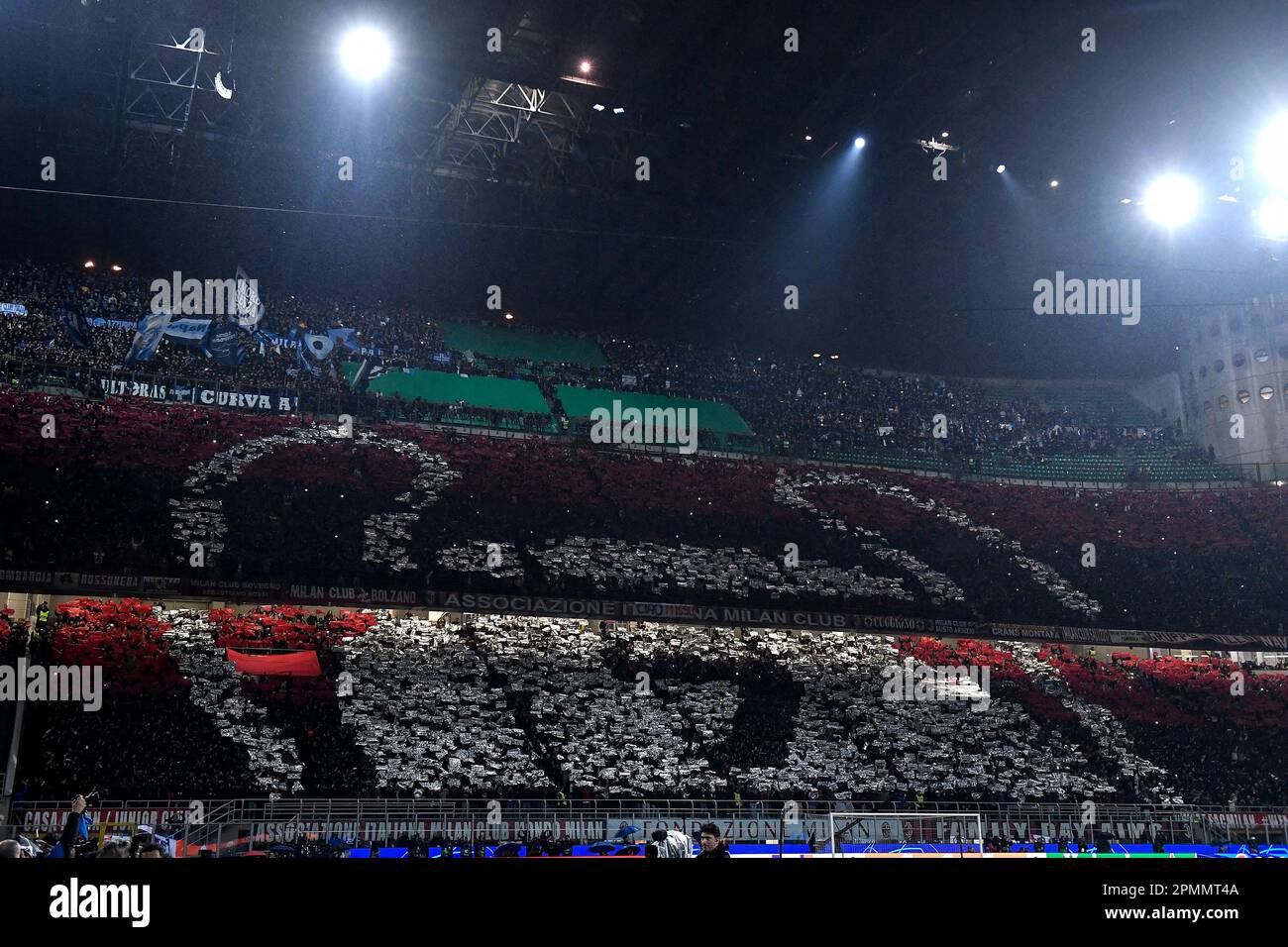 Milan fans show a choreography depicting the seven champions' cups won ...