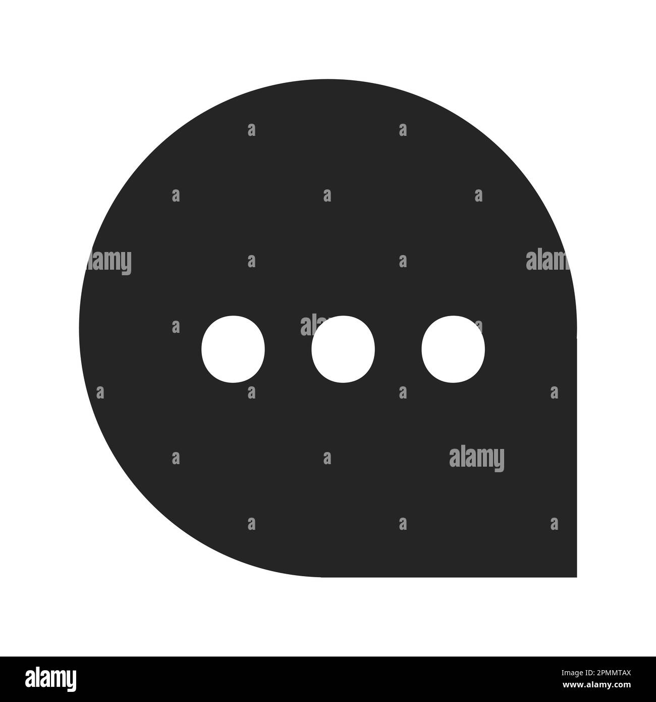 Rounded speech bubble with three dots flat line black white vector icon Stock Vector Image & Art ...