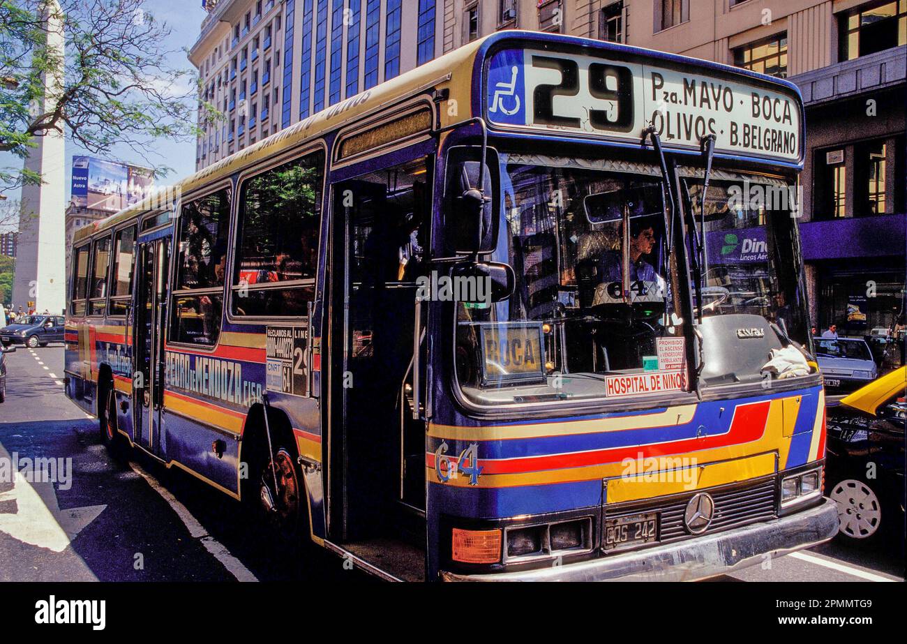 Argentina - Public bus in downtown Buenos Aires Stock Photo - Alamy
