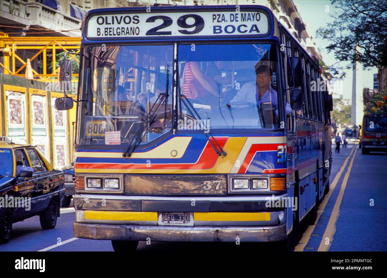 Argentina - Public bus in downtown Buenos Aires Stock Photo - Alamy