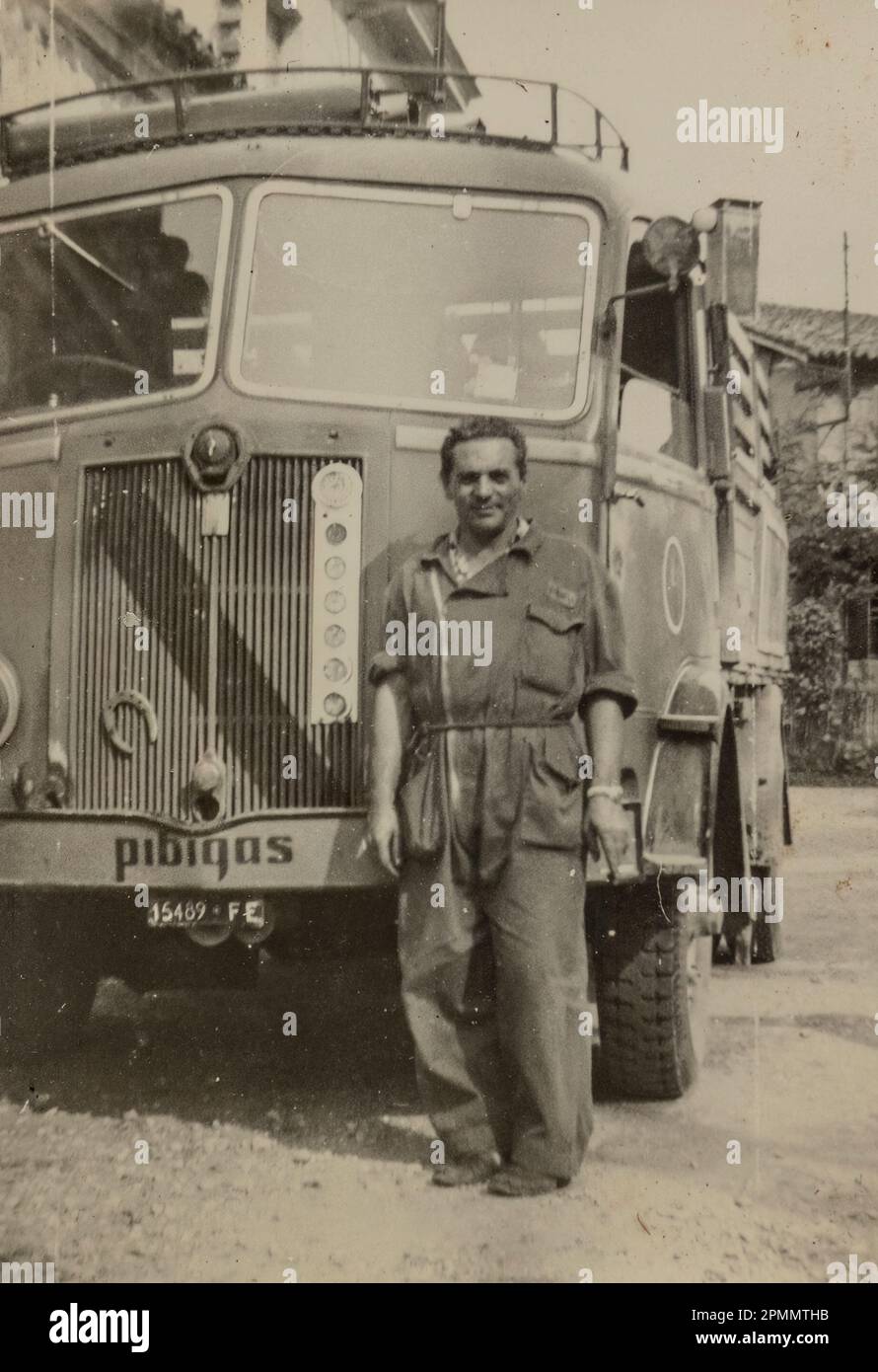 Rome, Italy may 1951: Vintage photo of a construction worker standing ...