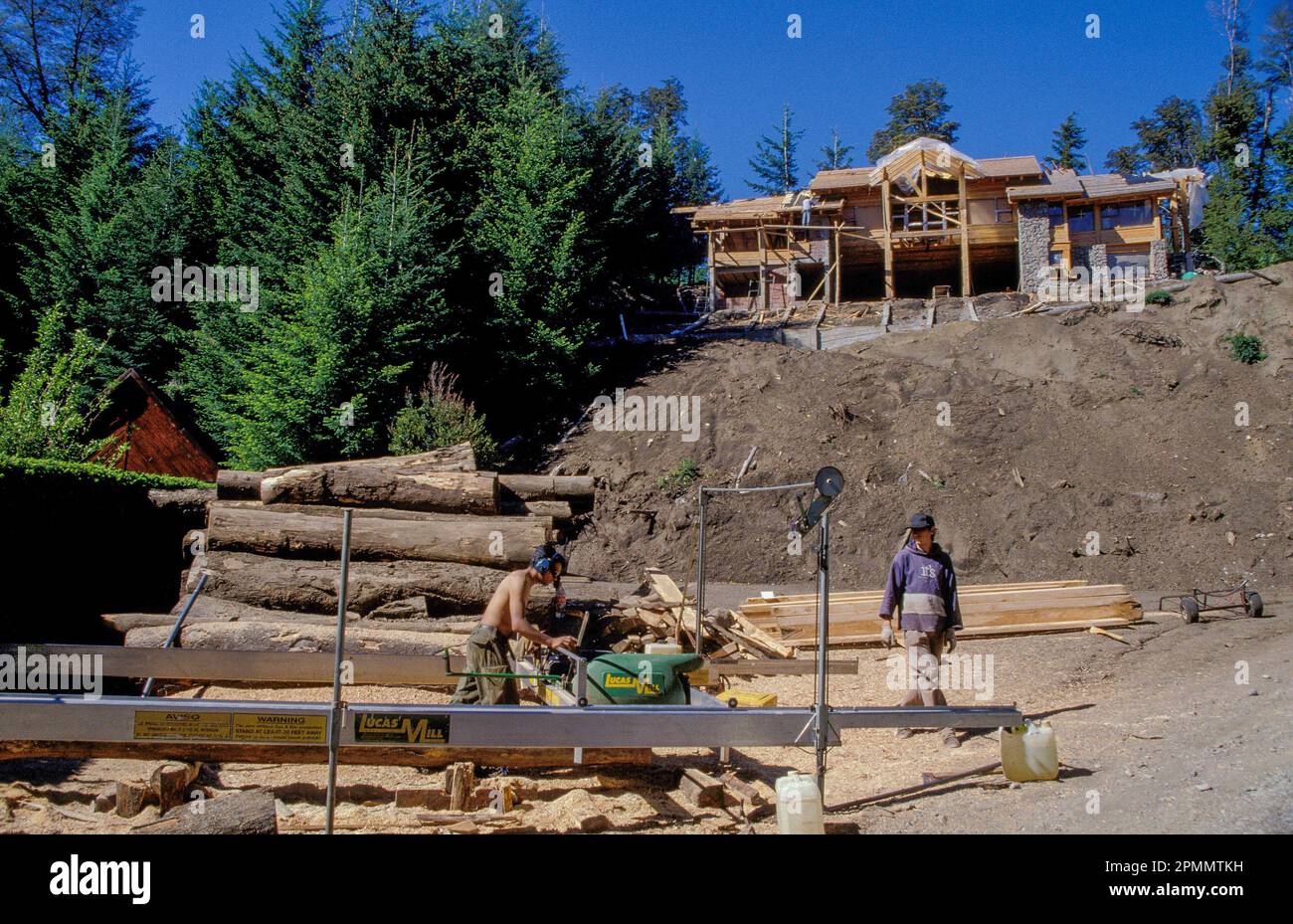 Argentina, Bariloche region. Building of a new house Stock Photo - Alamy