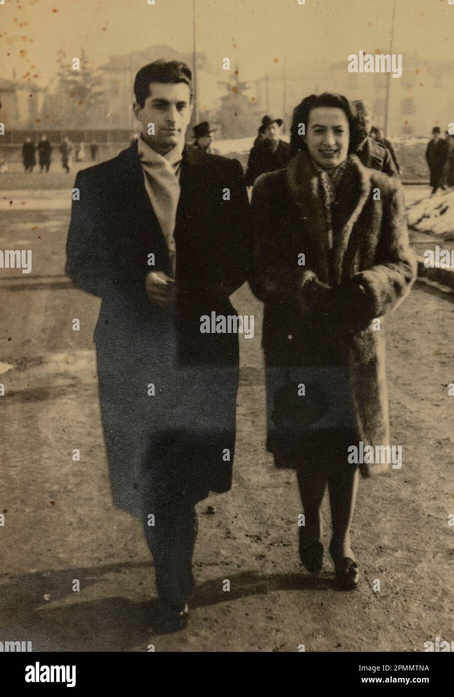Rome, Italy may 1951: Romantic vintage photo of a young and stylish ...
