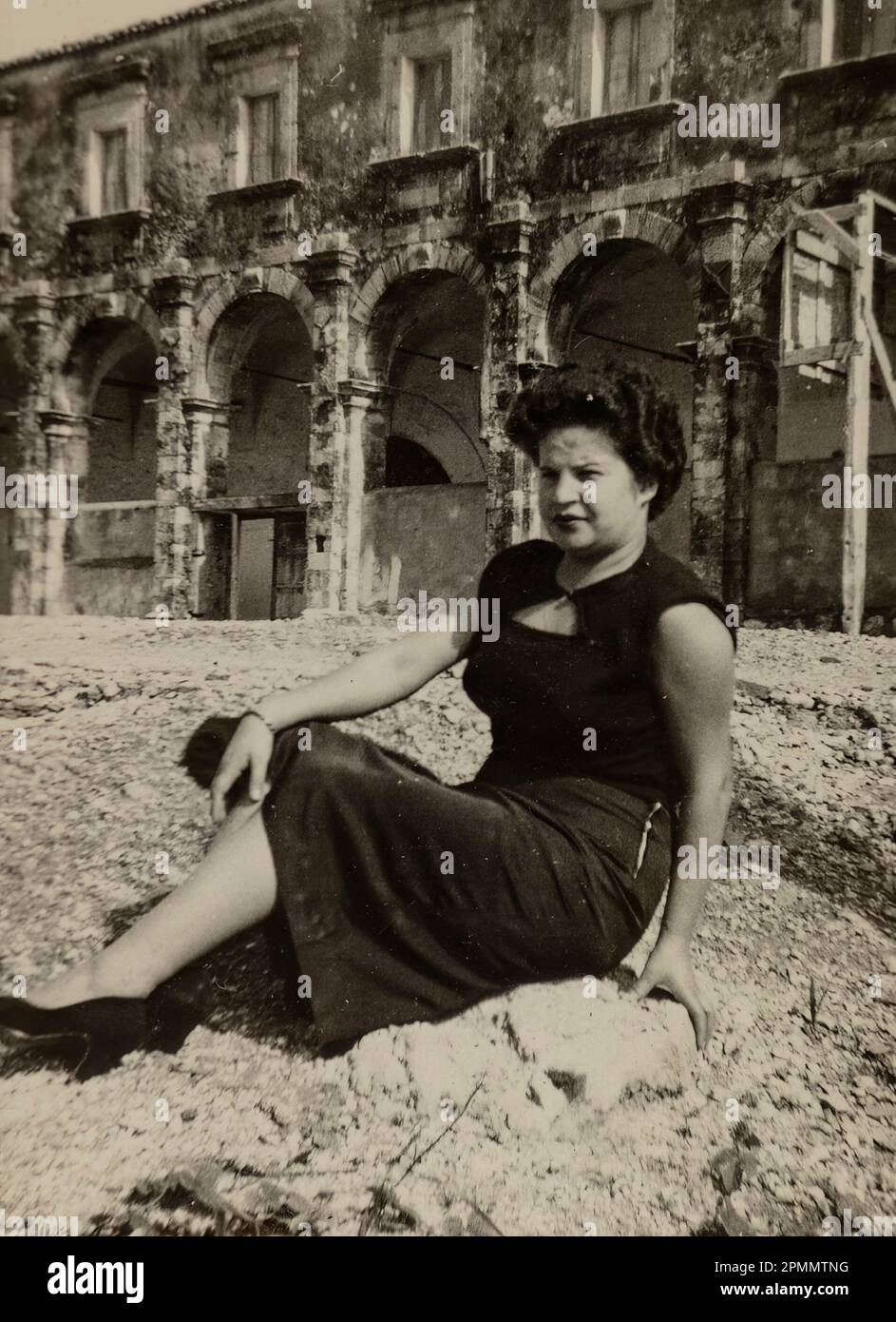 Rome, Italy may 1948: Vintage photo of a stunning girl walking through ...