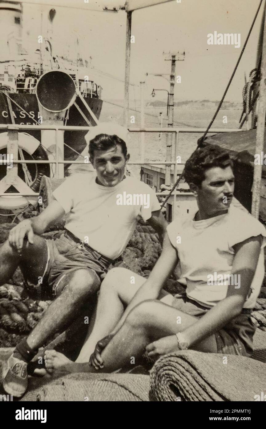 Rome, Italy may 1951: A group of Italian sailors take a break from ...