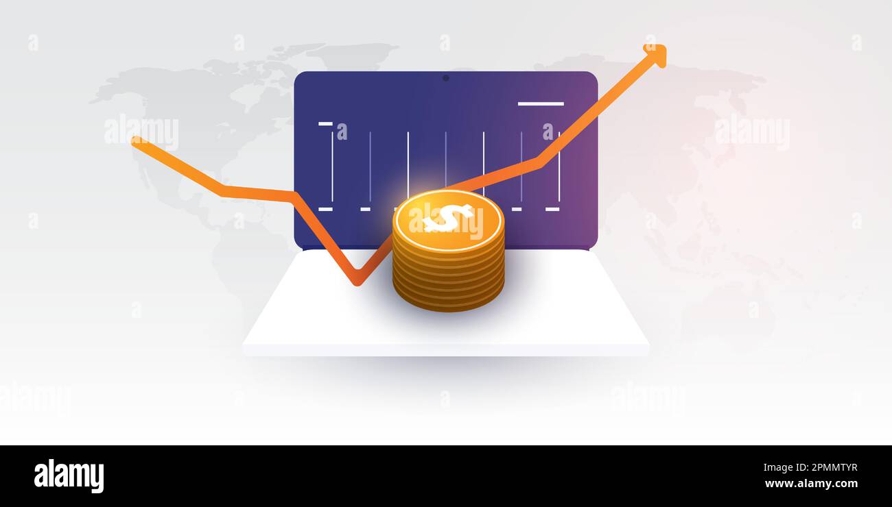 Success - Vector Illustration of Stack of Dollar Coins, Diagram on a ...