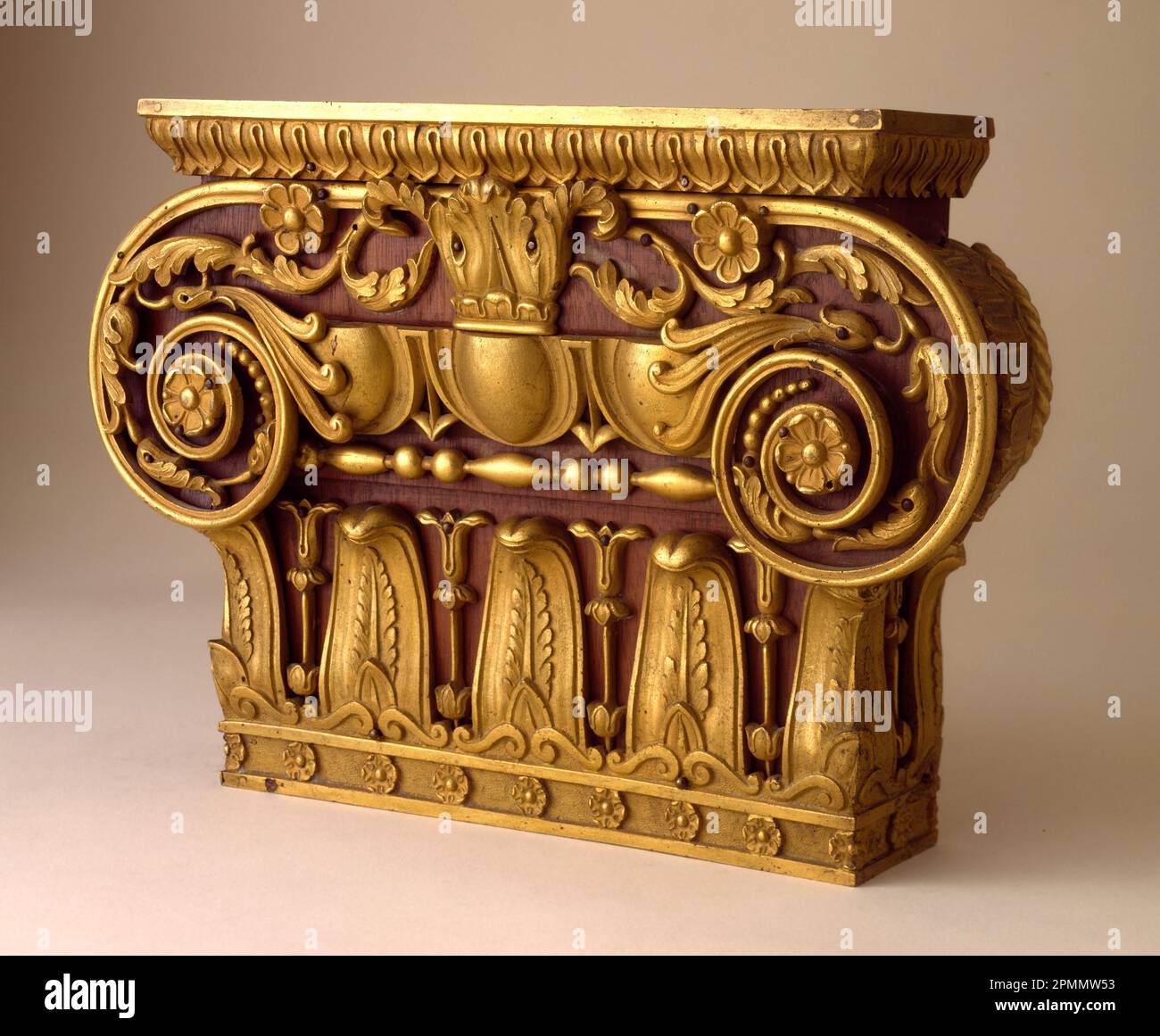 Mount (France); cast and gilt bronze mounted on carved wood block Stock ...