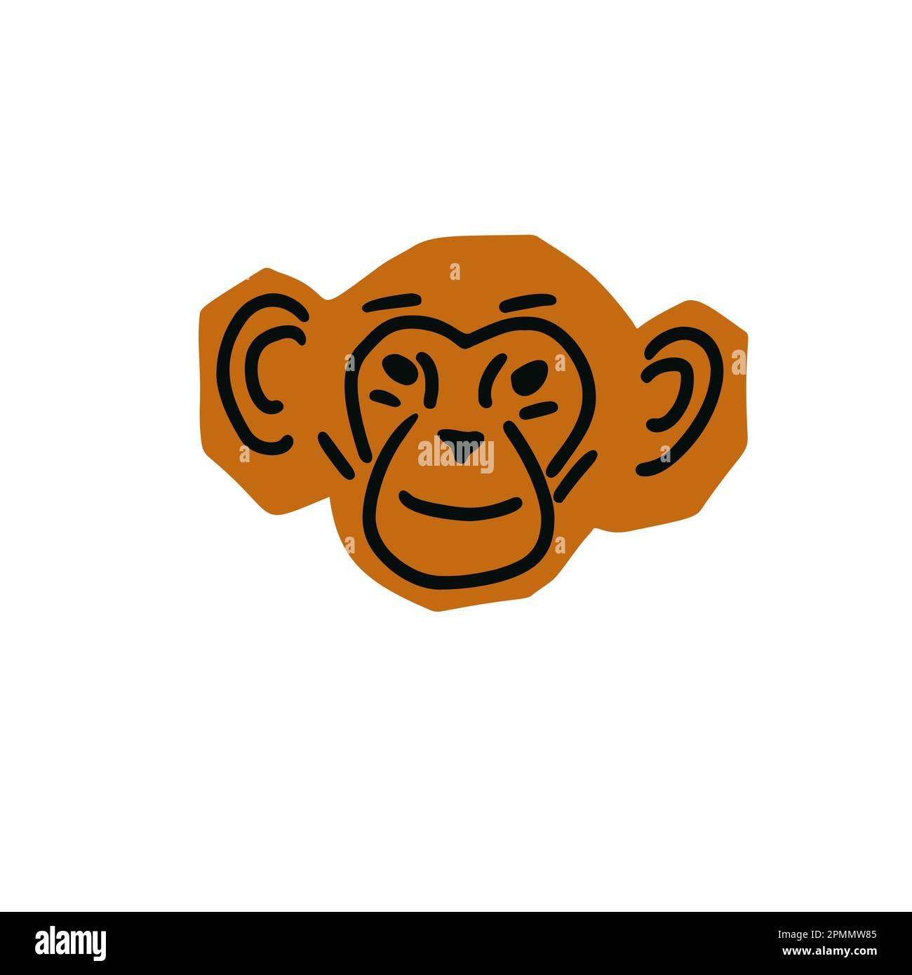 Monkey head illustration in minimalist cutting style isolated on white Stock Vector Image & Art ...