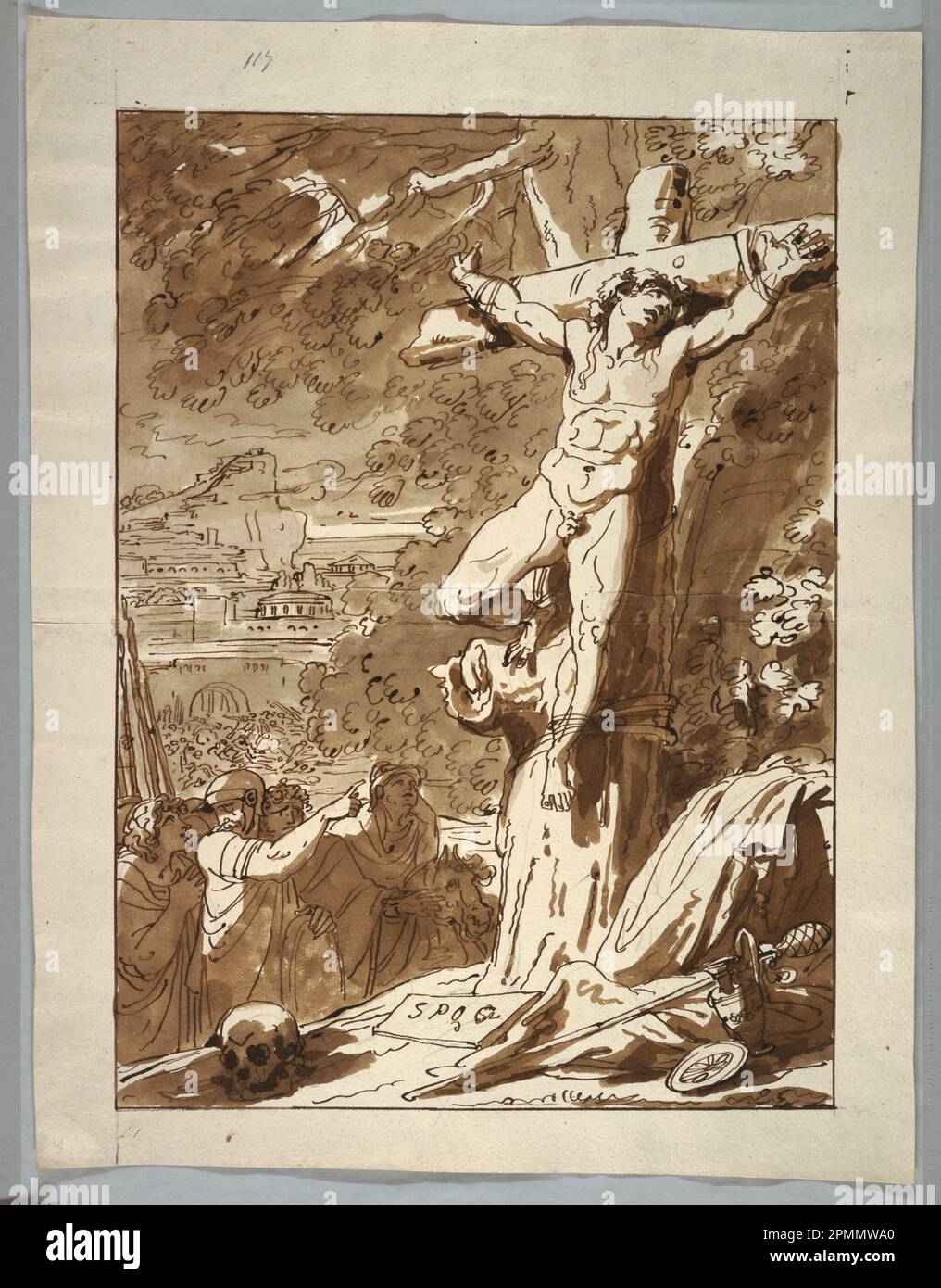 Drawing, Crucifixion; Felice Giani (Italian, 1758–1823); Italy; pen and ...
