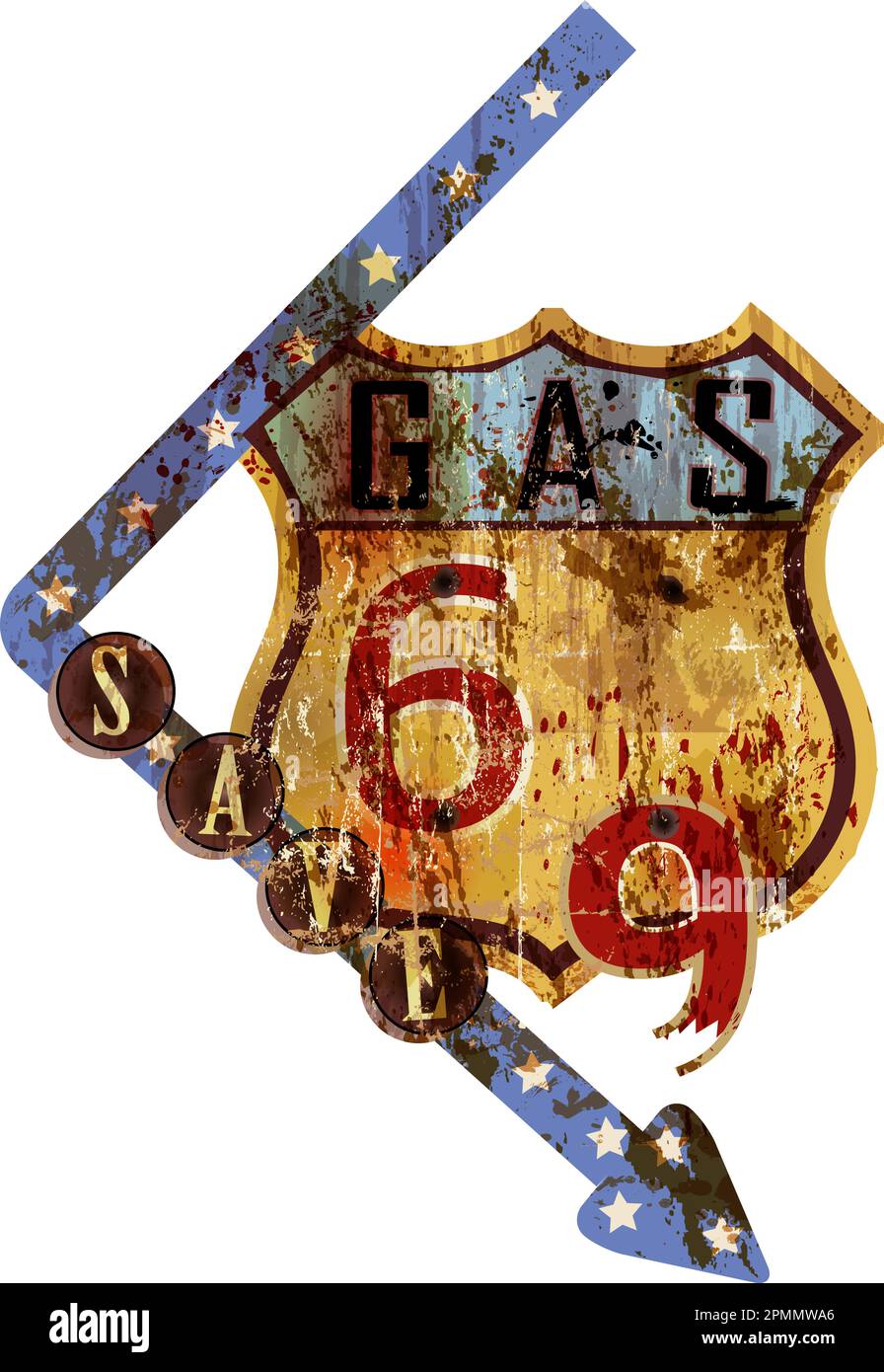 Vintage super grungy american gas station sign, retro distressed and ...