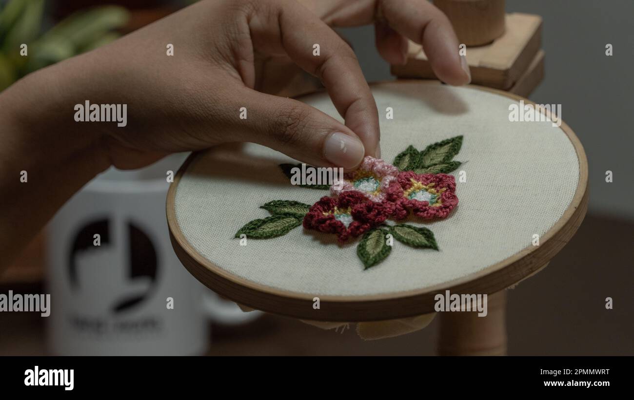 Embroidering hoop hi-res stock photography and images - Alamy
