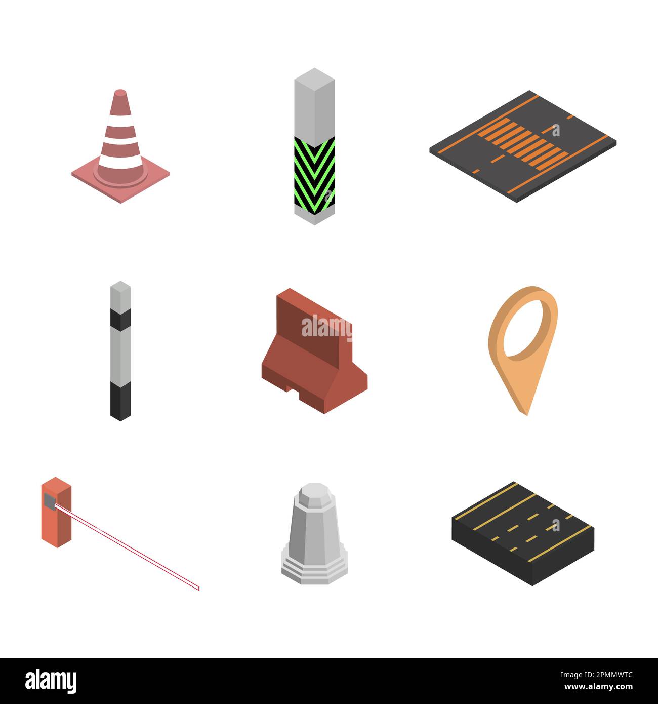 Set of different signs road repairs, isolated on white background ...