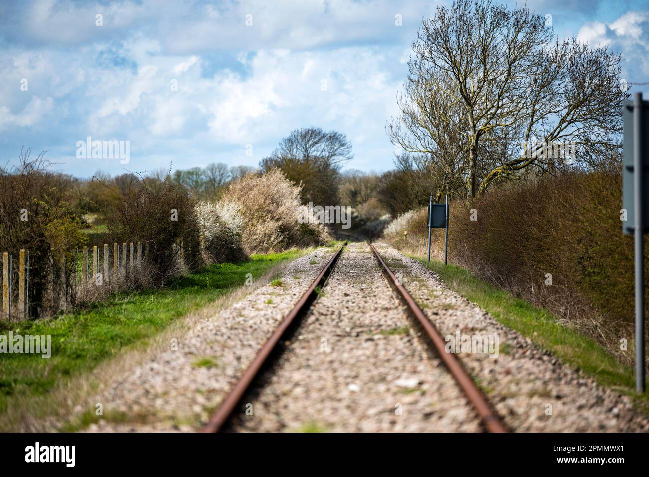 Single track railway line from the East Suffolk branch line to the halt ...