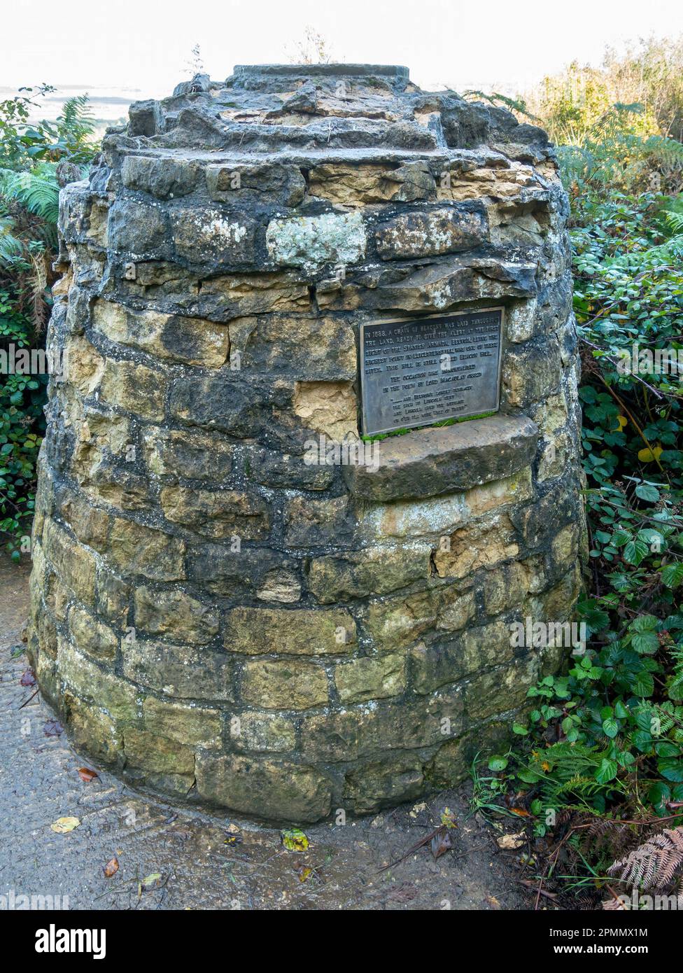 Stone marker with plaque on site of the 1588 Beacon Hill Spanish Armada ...