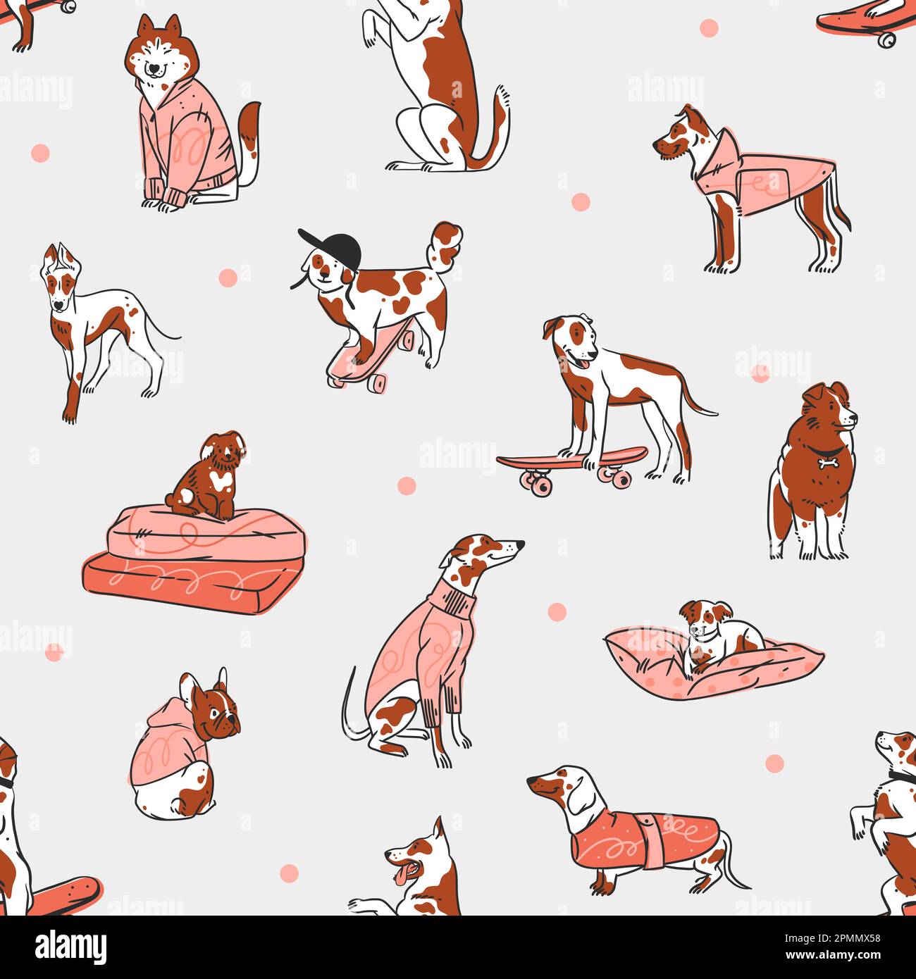 Hand drawn vector abstract graphic line art seamless pattern with ...