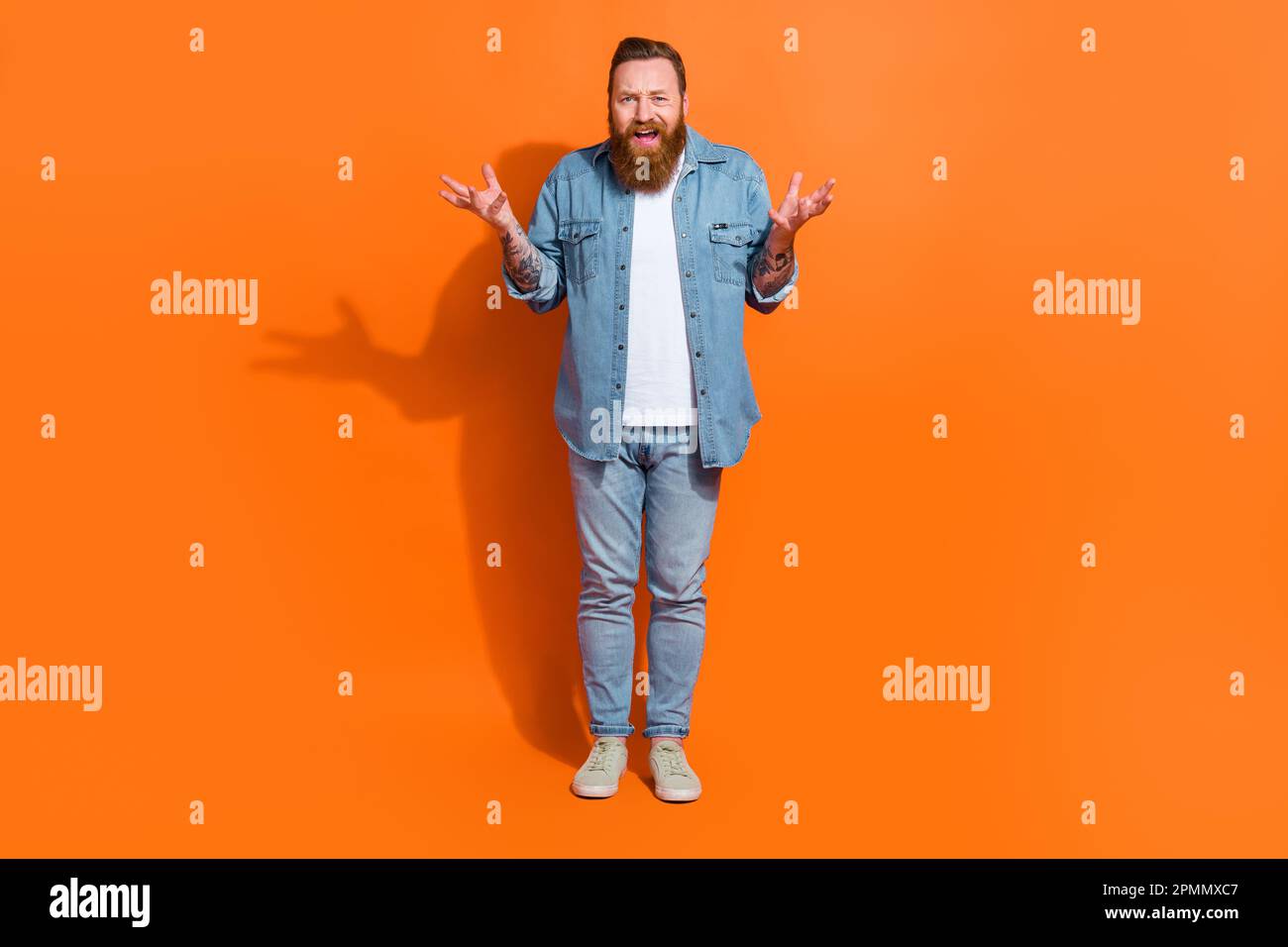 Full size photo of aggressive worker guy shout mad have work trouble ...