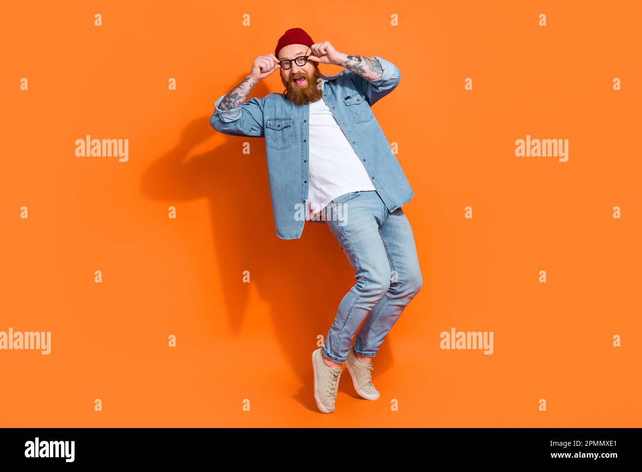 Full size photo of energetic masculine guy enjoying trend discounts ...