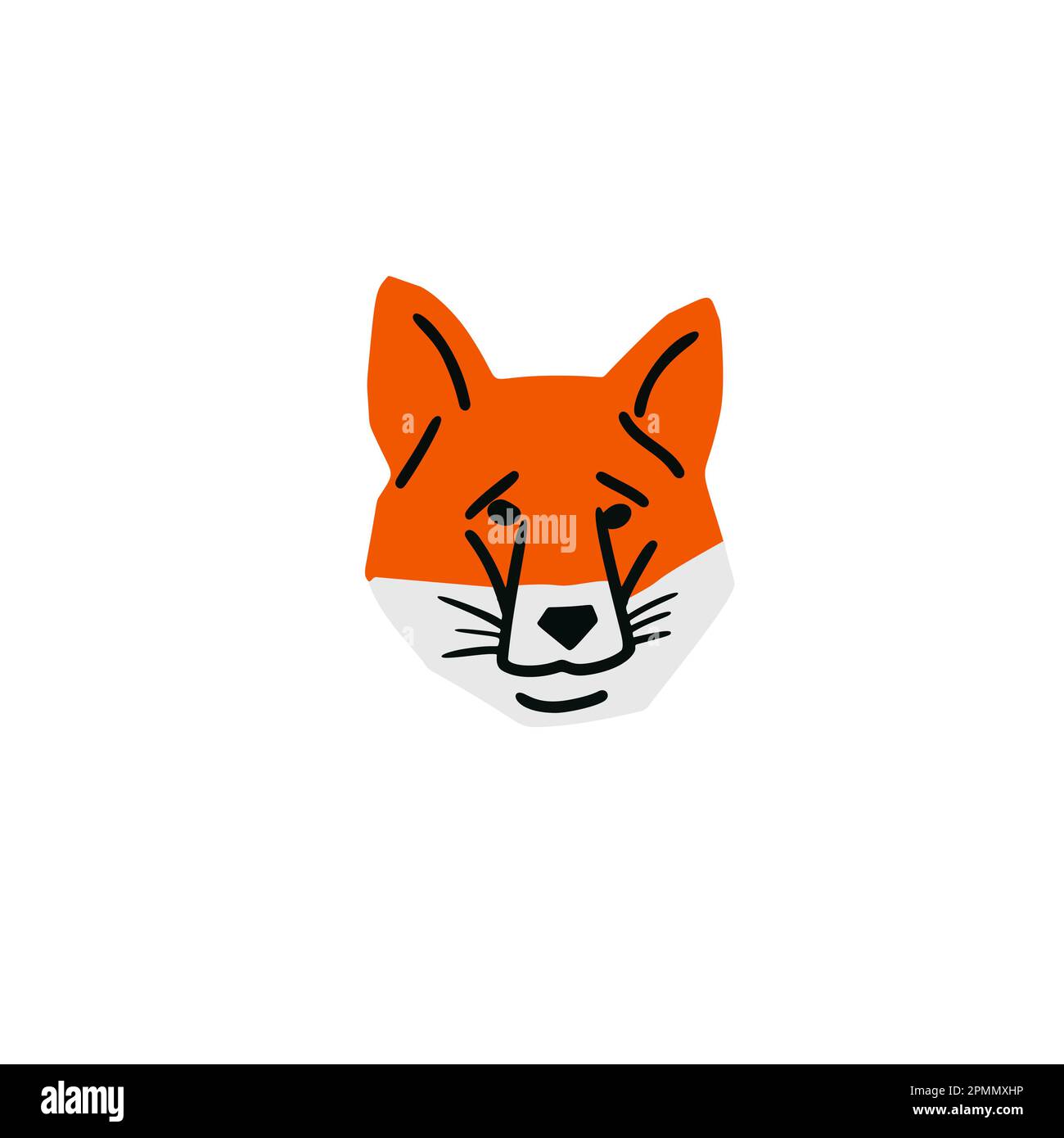 Fox head illustration in minimalist cutting style isolated on white ...