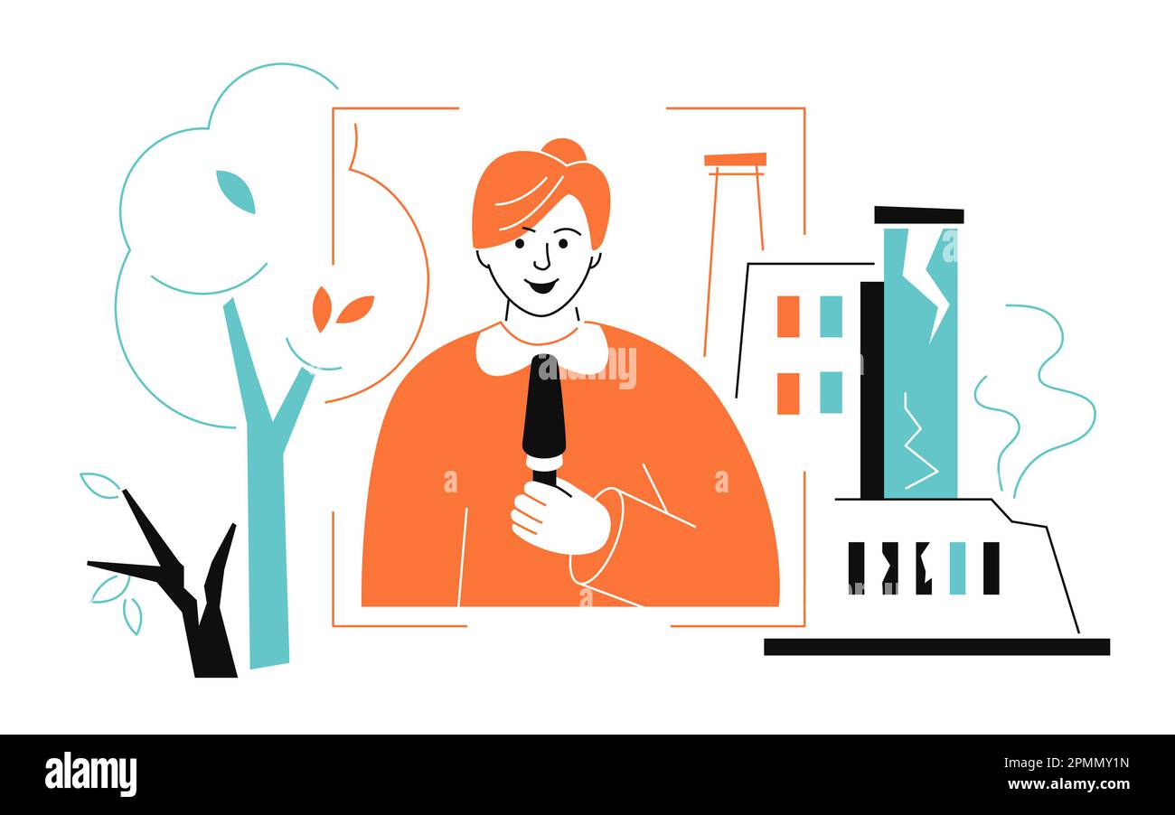 Reporting and news - colorful flat design style illustration Stock ...