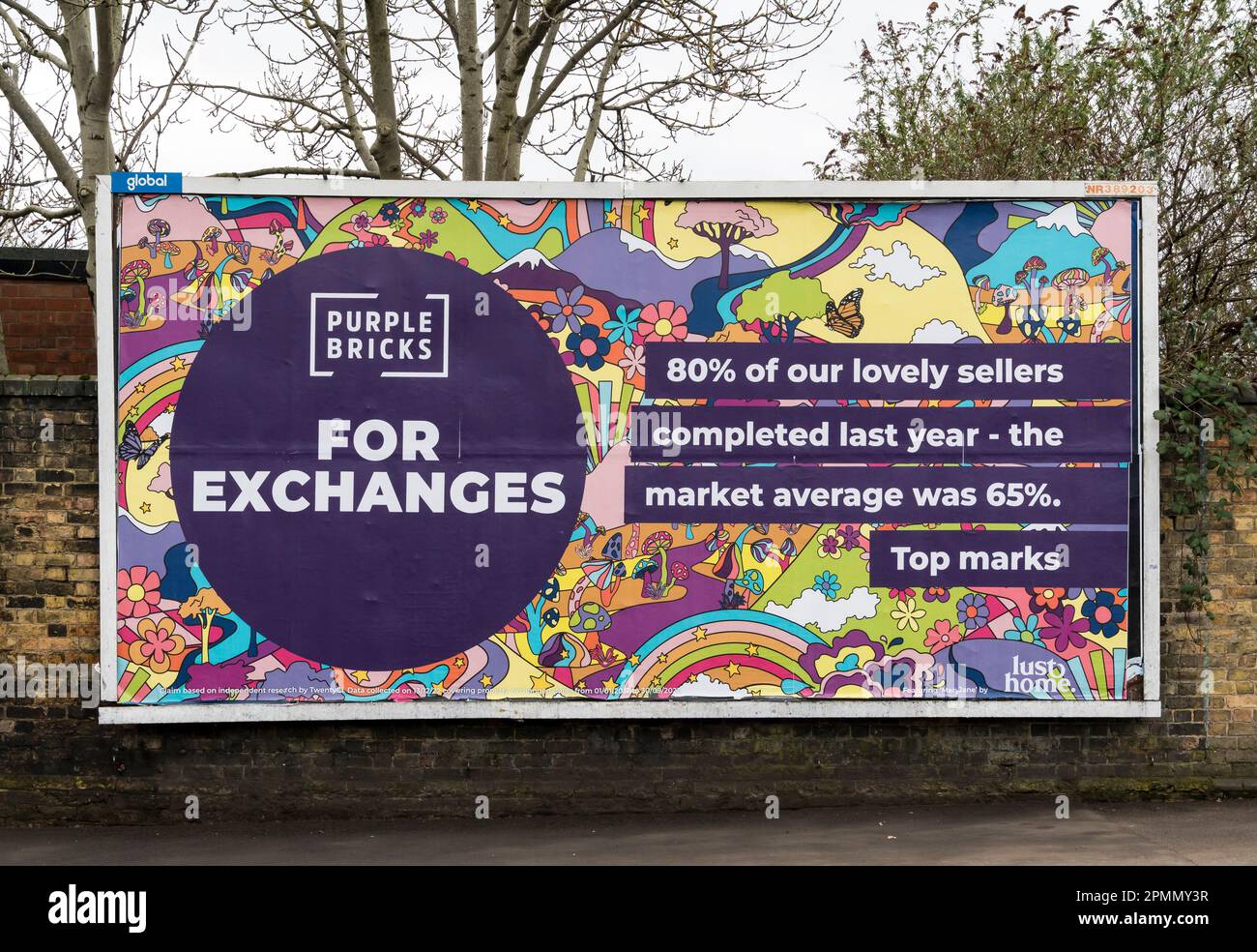 Hoarding advertising Purple Bricks estate agency, Oxford street Lincoln ...