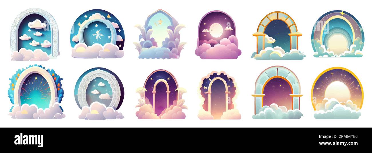 set vector illustration of portal ui game level up concept isolabe on ...