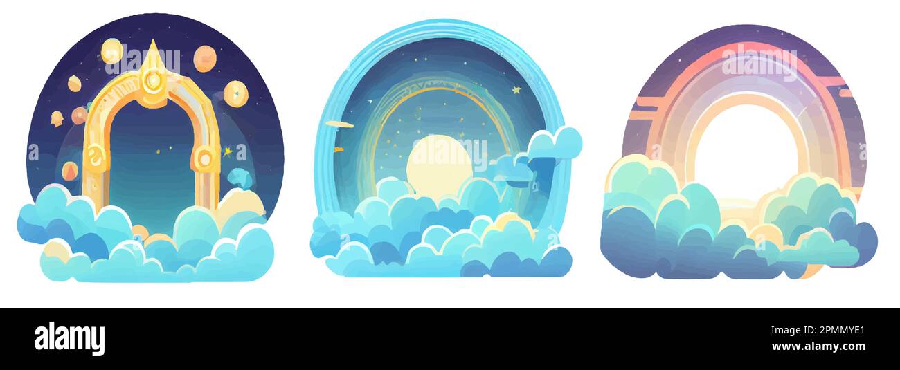 set vector illustration of portal ui game level up concept isolabe on ...