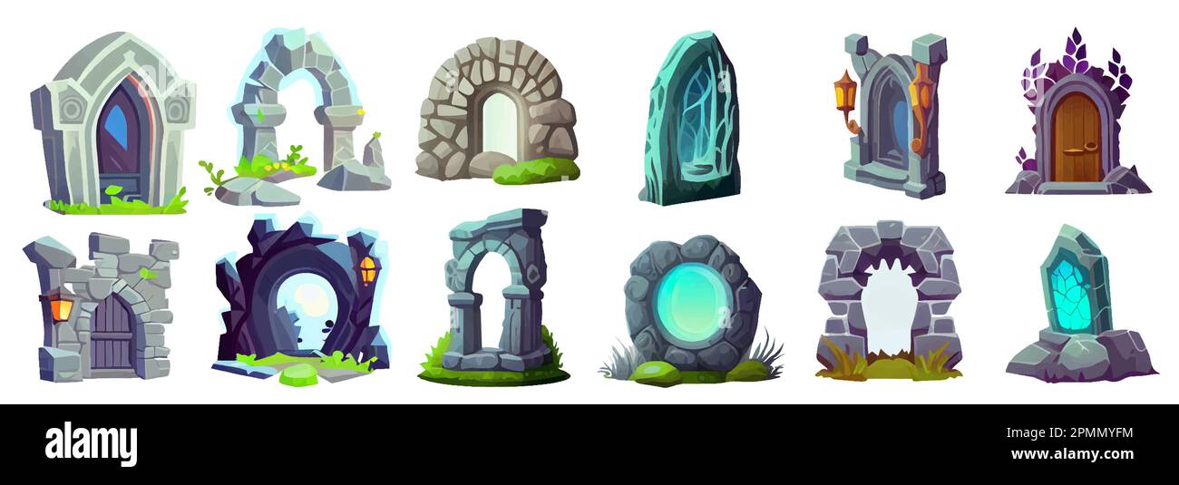 set vector illustration of portal ui game level up concept isolabe on ...