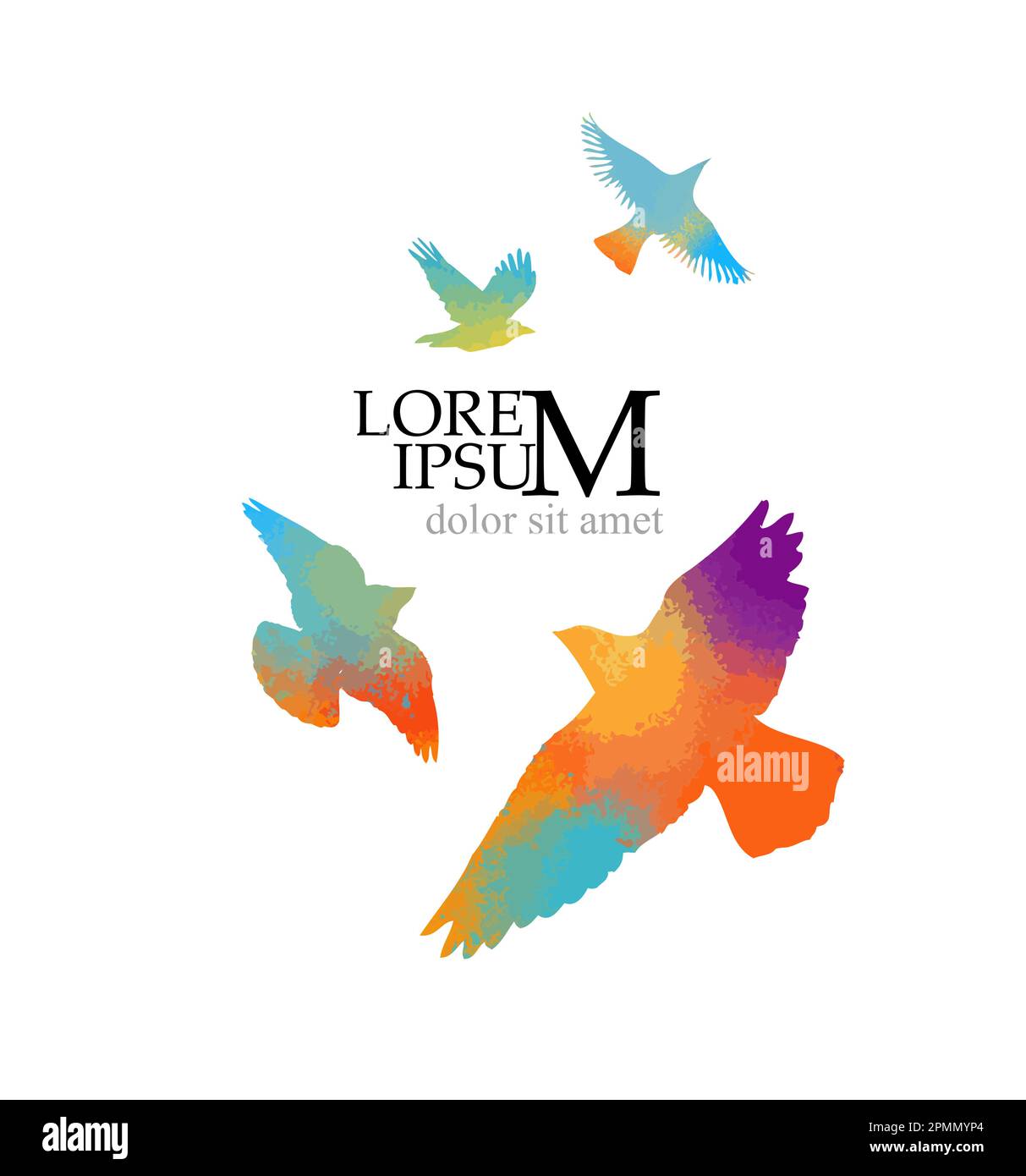 Abstract colored flying birds. Mixed media. Vector illustration Stock ...