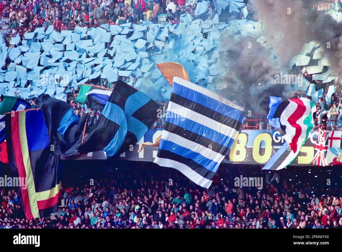 Italy ultras season 1990-91 Serie A - in the photo - milan-inter derby ...