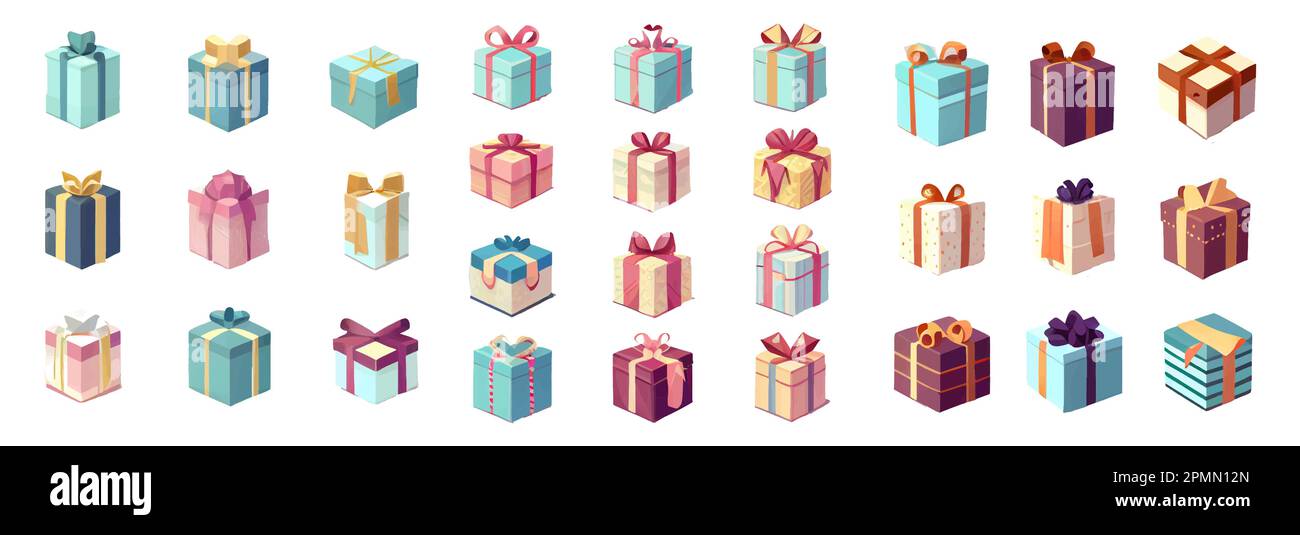 set vector gift box illustration of ui interface icons isolated on ...