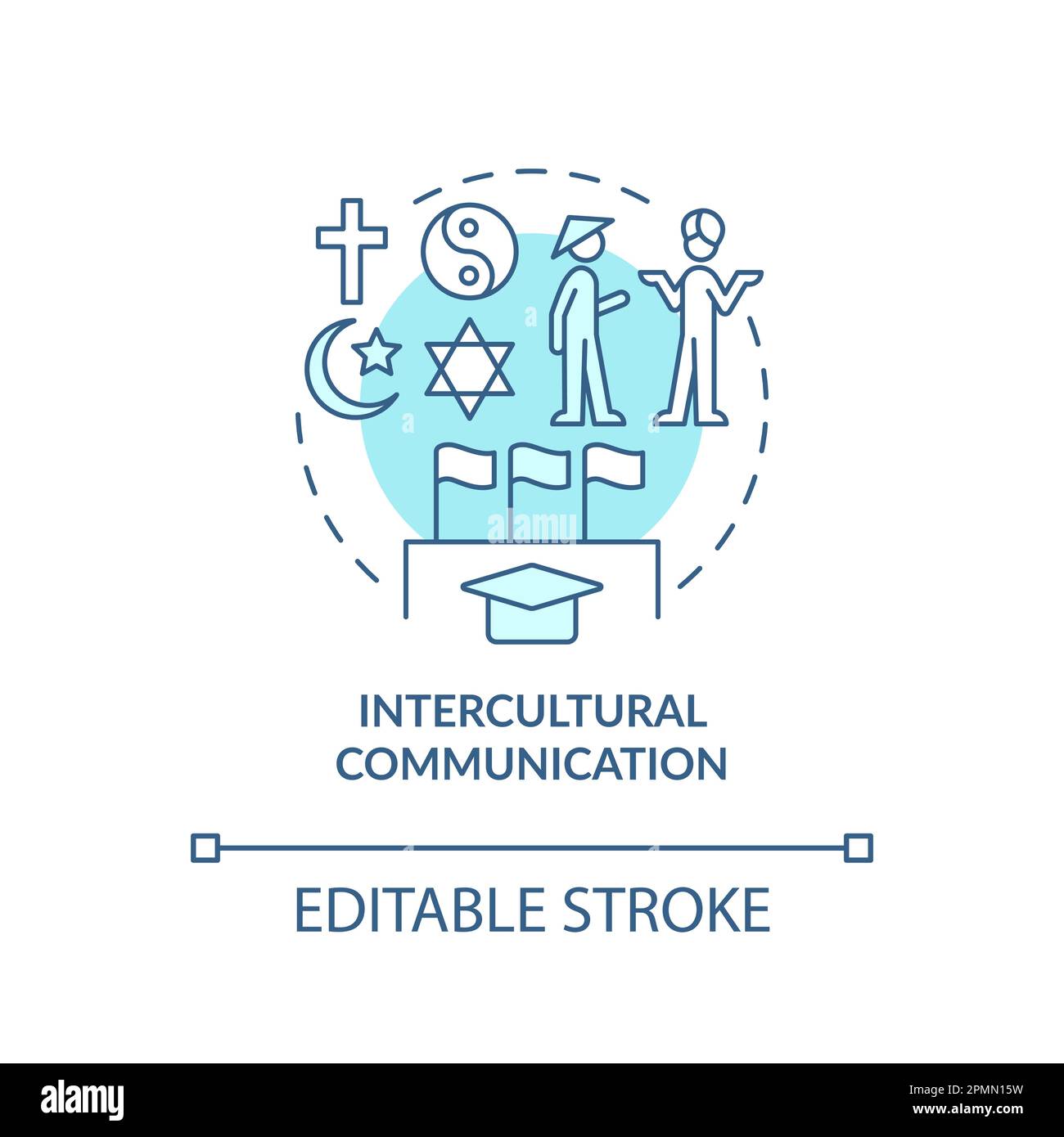 Intercultural communication turquoise concept icon Stock Vector Image ...