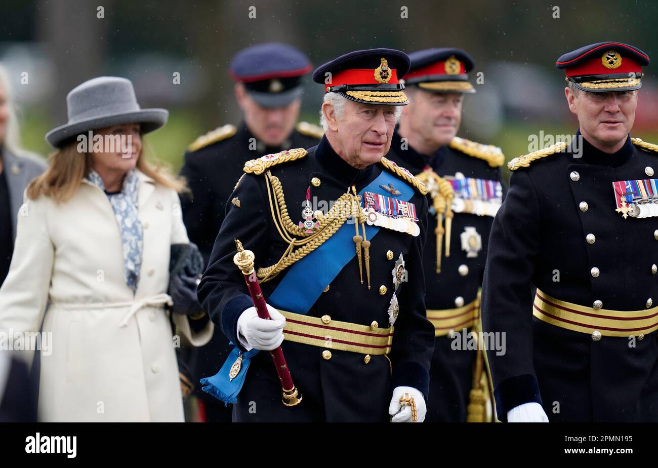 King Charles III arrives for the 200th Sovereign's Parade at the Royal ...