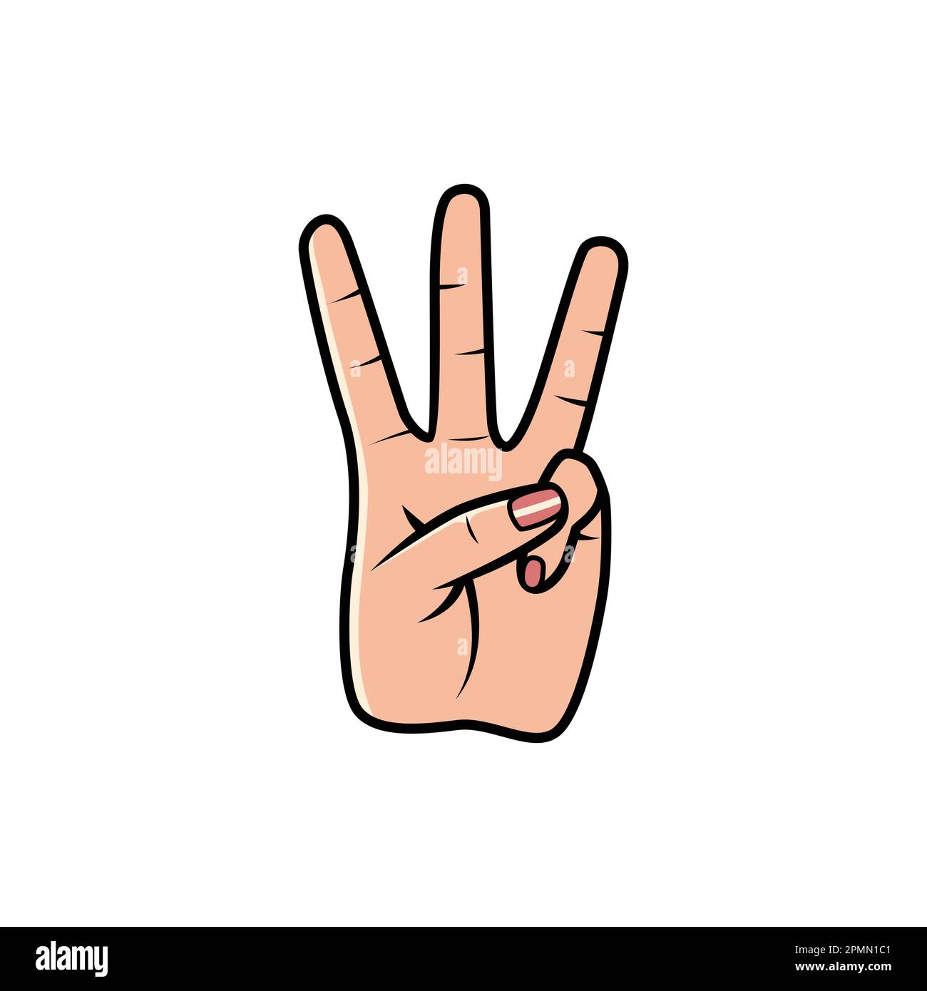 Six Finger Hand Sign Isolated on a white background. Icon Vector ...
