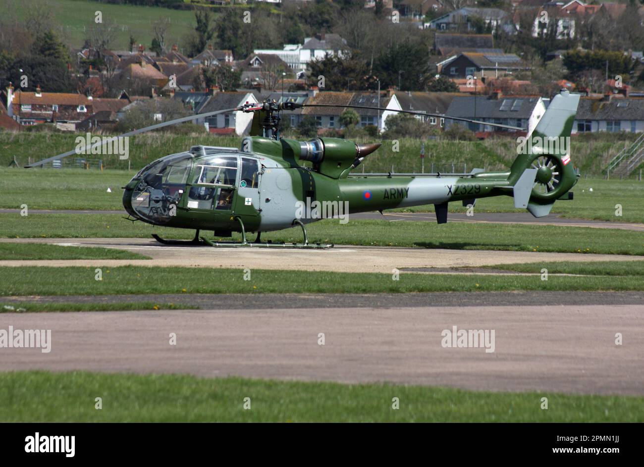 A Westland Gazelle AH.1 helicopter in a British Army colour scheme at ...