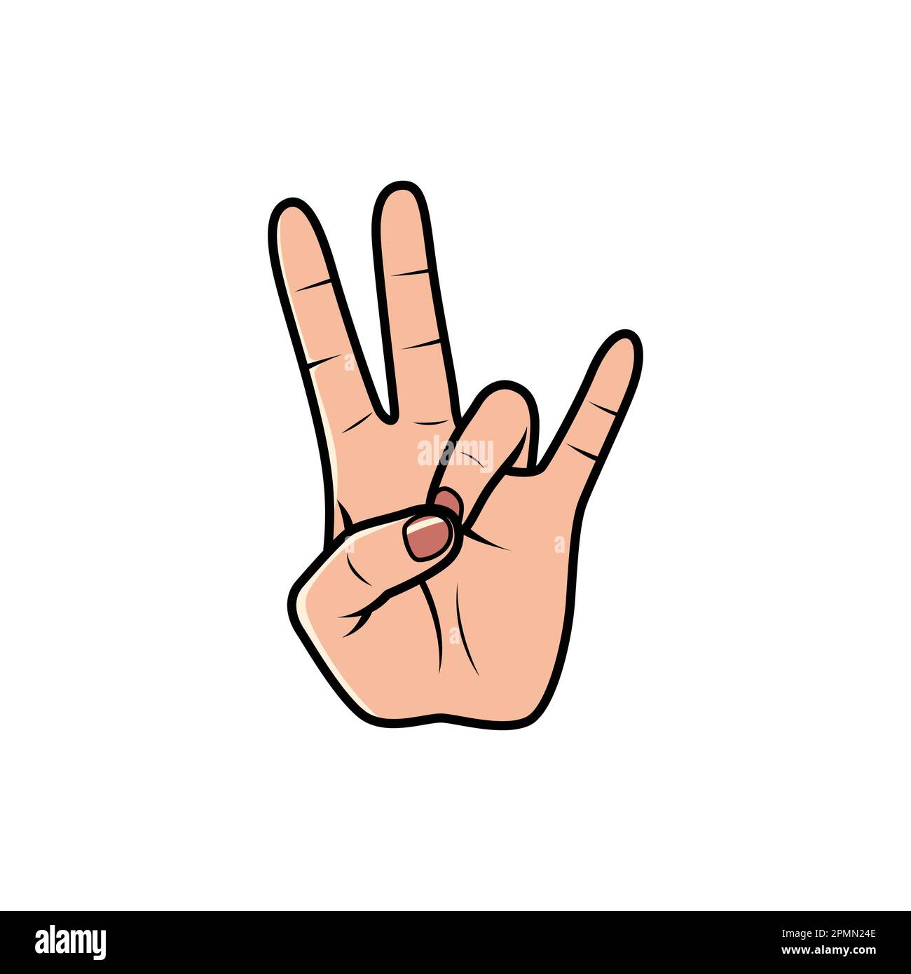 Seven Finger Hand Sign Isolated on a white background. Icon Vector ...