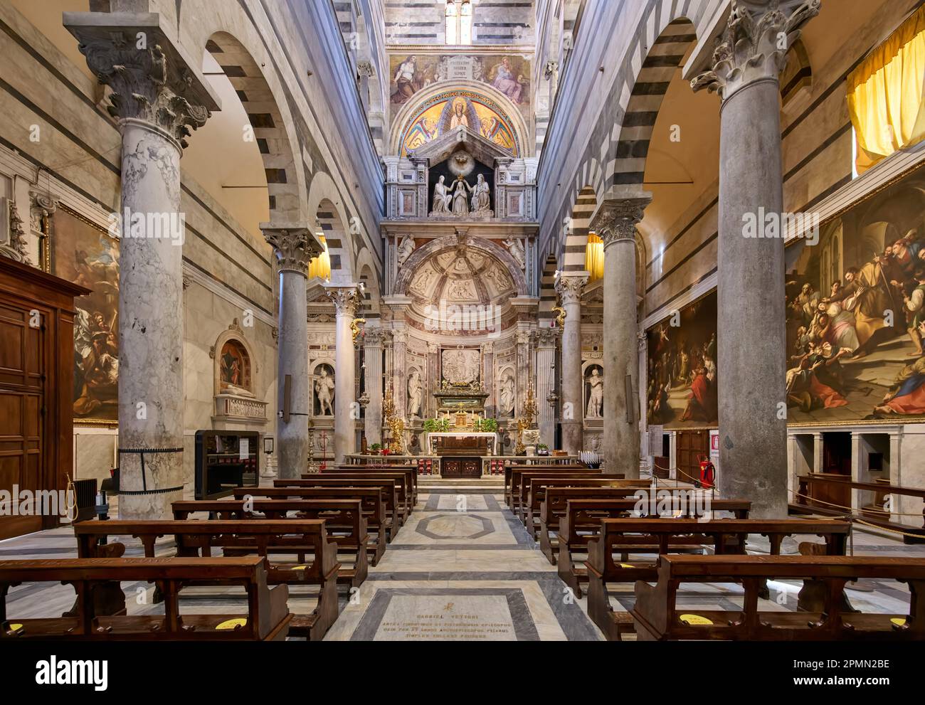 side aisle, interior shot of Pisa Cathedral, Cattedrale di Pisa, Pisa ...