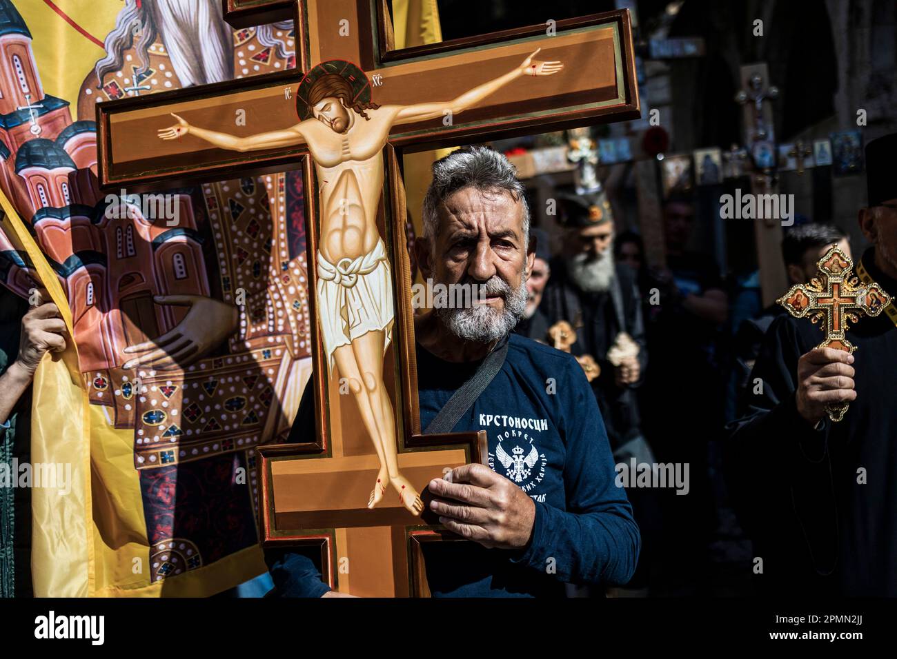 Jerusalem, Israel. 14th Apr, 2023. Christians Orthodox march with ...